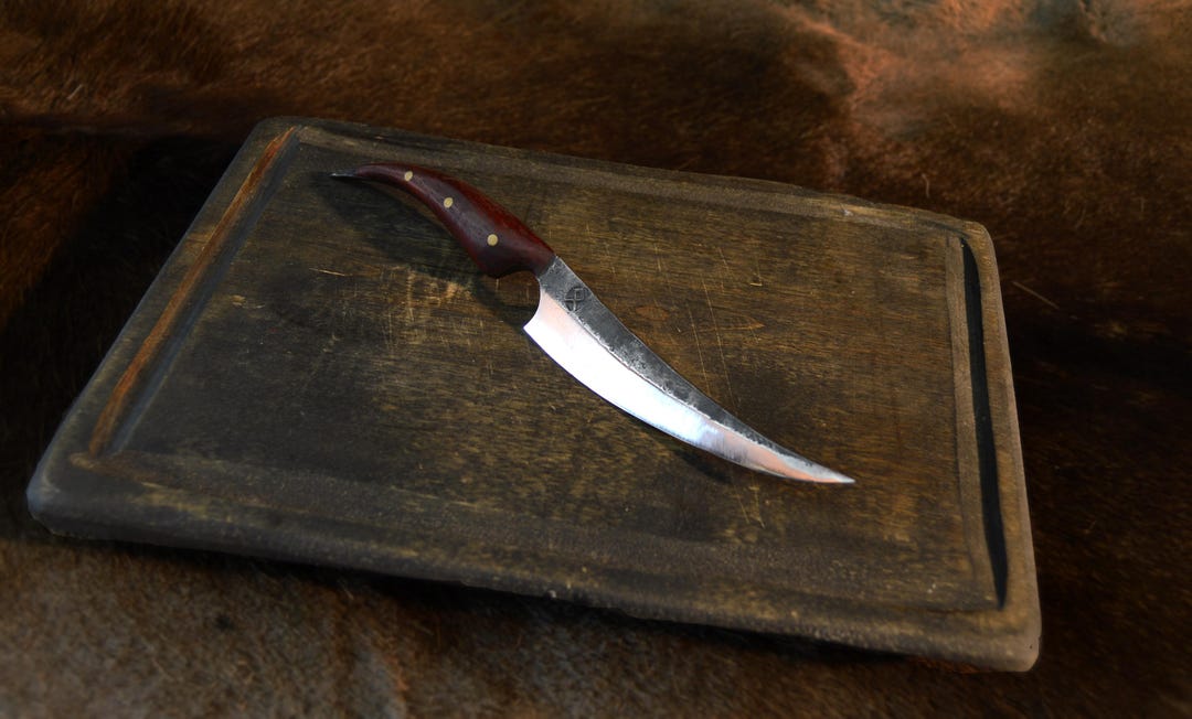 Hand Forged Curved Kitchen Knife. - Etsy