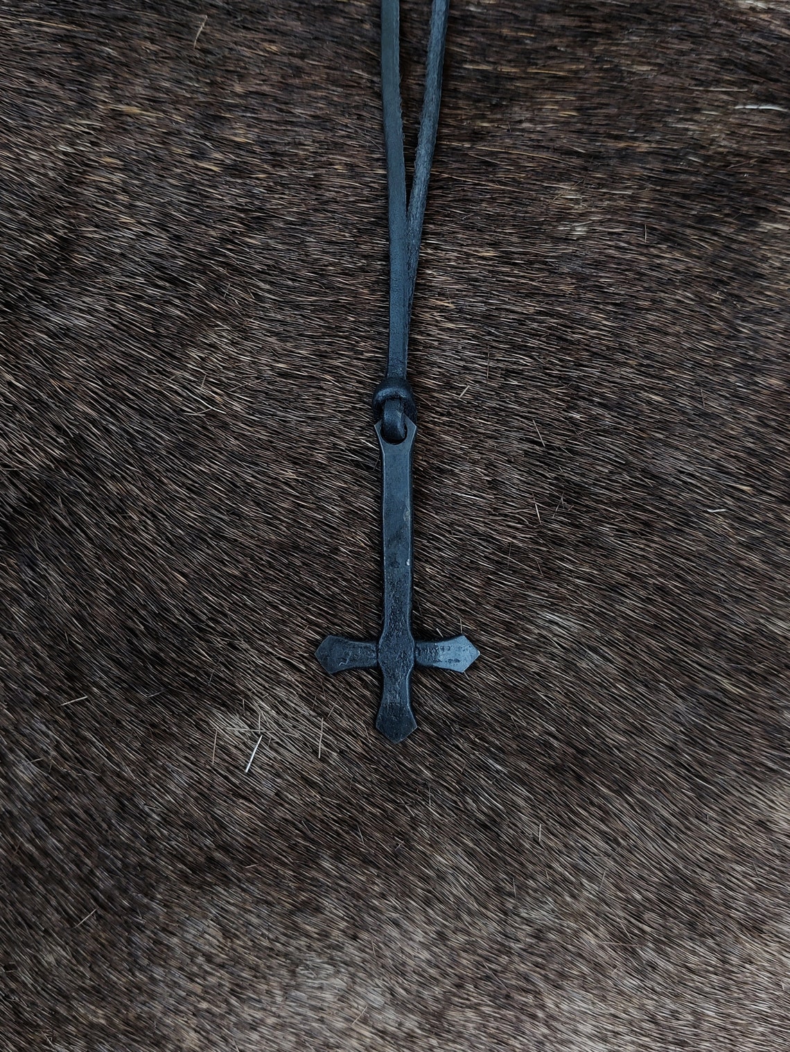 Hand Forged Inverted Cross Necklace With Leather String - Etsy Canada