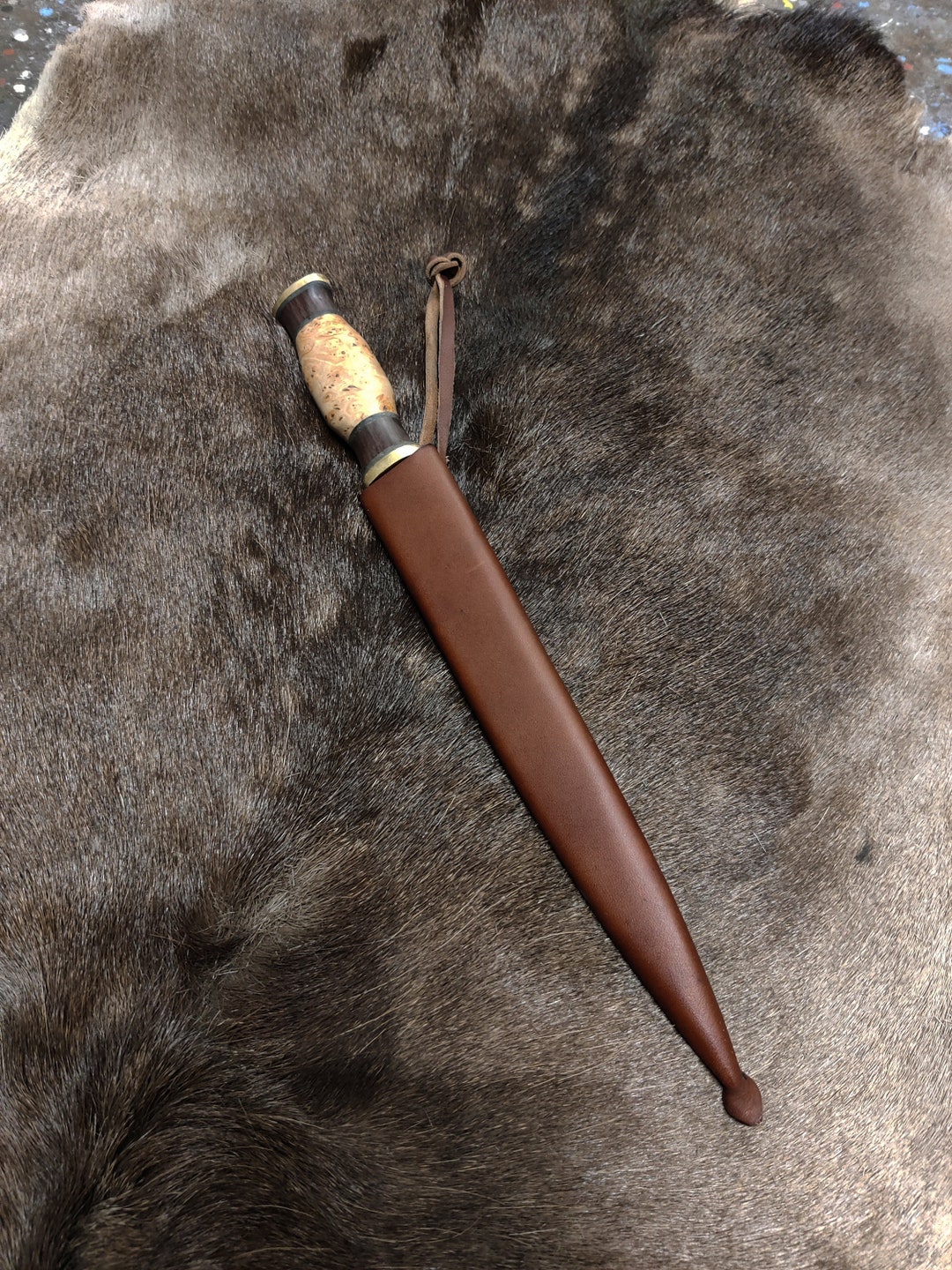 Hand Forged Scian Knife With Leather Sheath. - Etsy