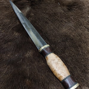 Hand Forged Scian Knife With Leather Sheath. - Etsy