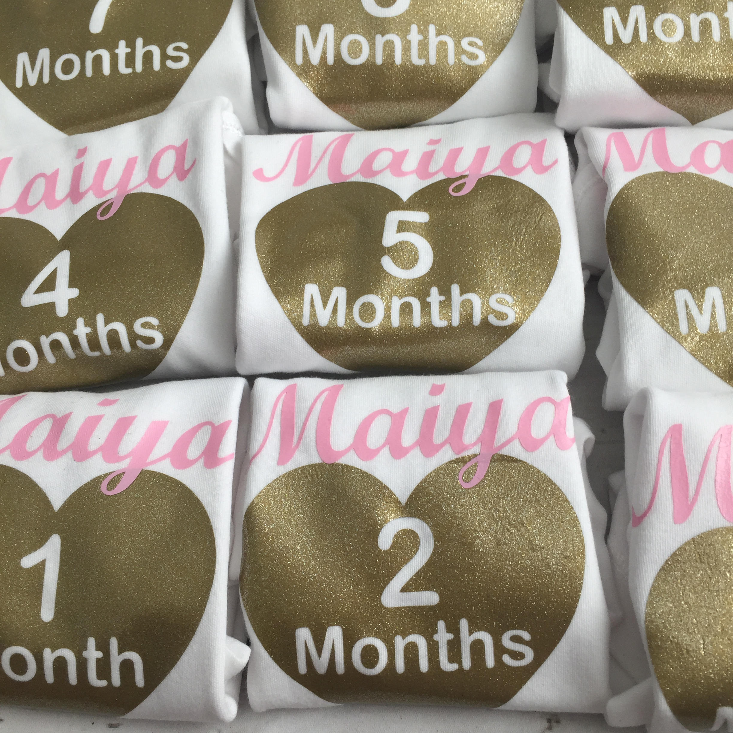 Personalised Baby Monthly Milestone Onesie Set, Baby Milestone Vests ...