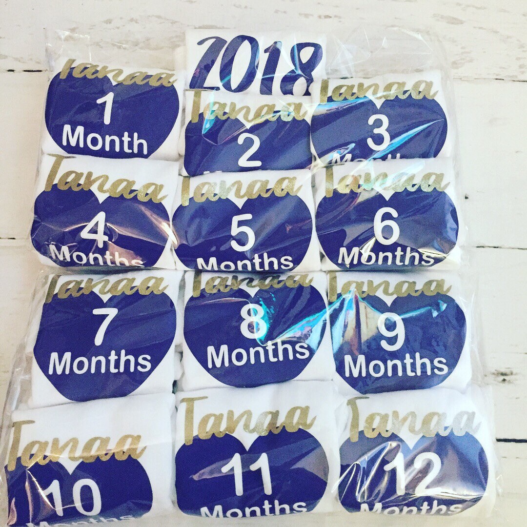 Personalised Baby Monthly Milestone Onesie Set, Baby Milestone Vests ...