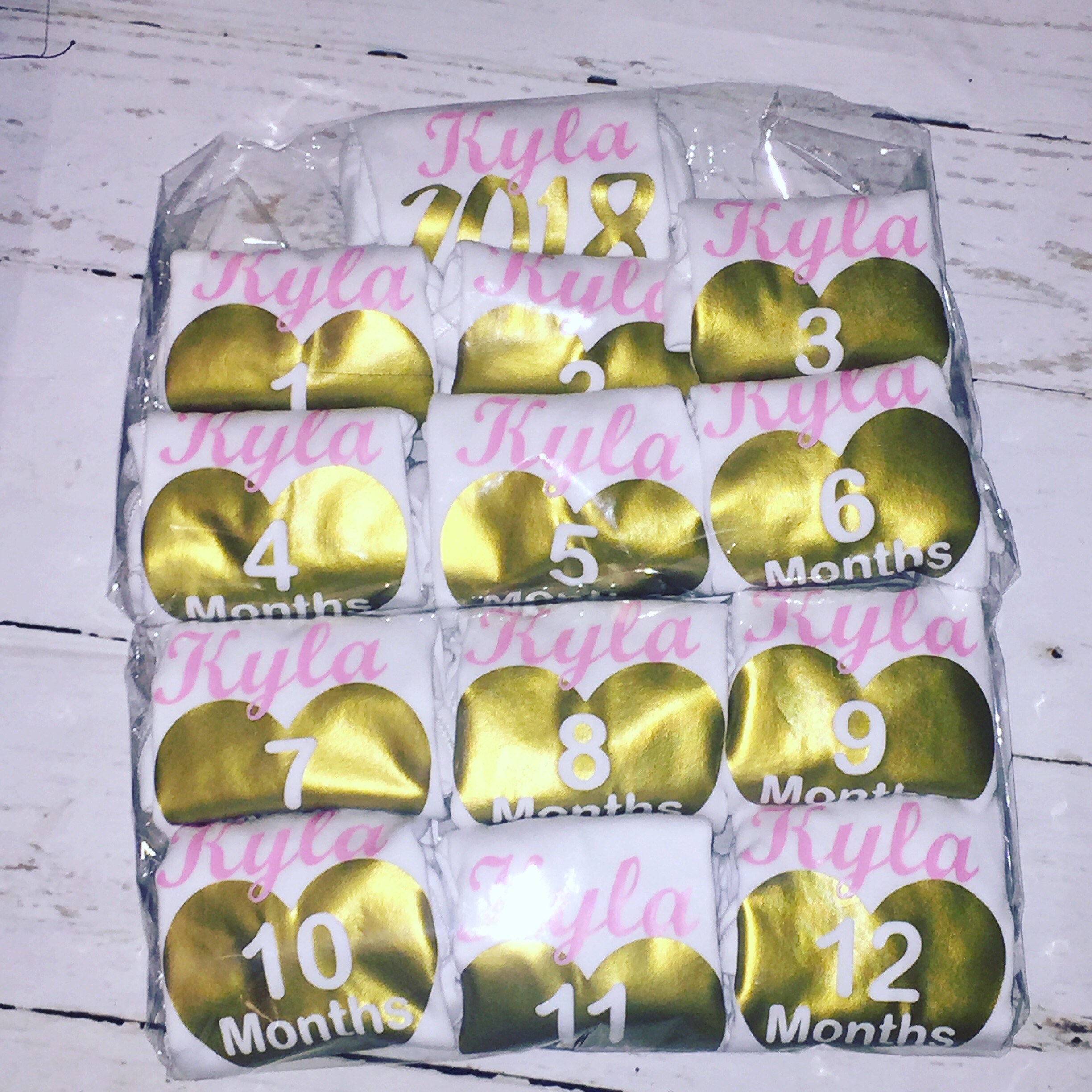 Personalised Baby Monthly Milestone Onesie Set, Baby Milestone Vests ...