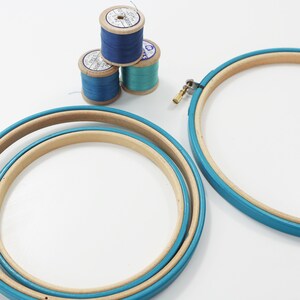 6 to 9 Inch Deep Turquoise Blue Embroidery Hoops. Painted Wooden ...