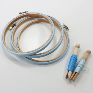 Large Baby Blue Embroidery Hoop. Coloured Embroidery Hoop. Painted Blue ...
