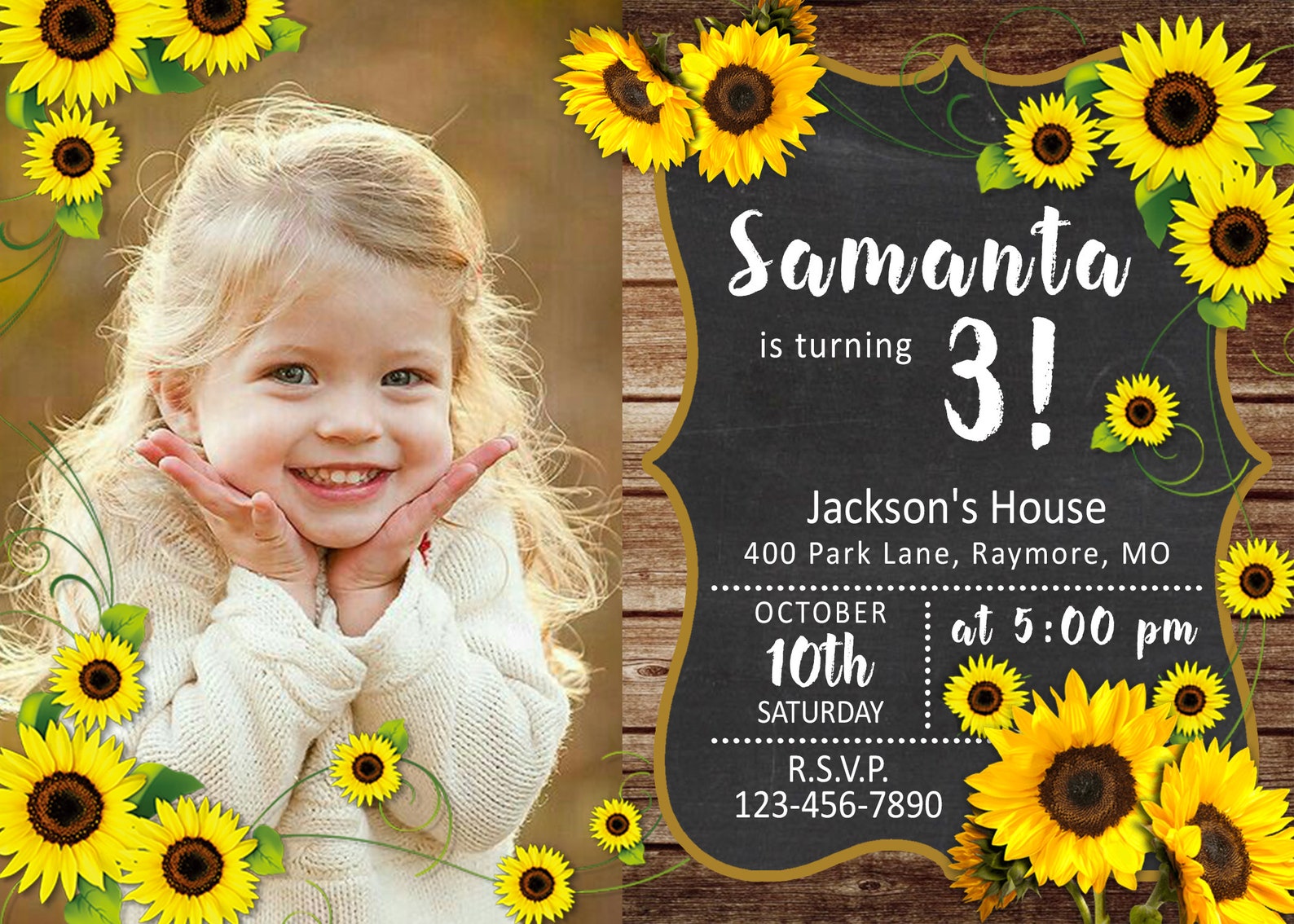 Sunflower Invitation Sunflower Birthday Invitations - Etsy