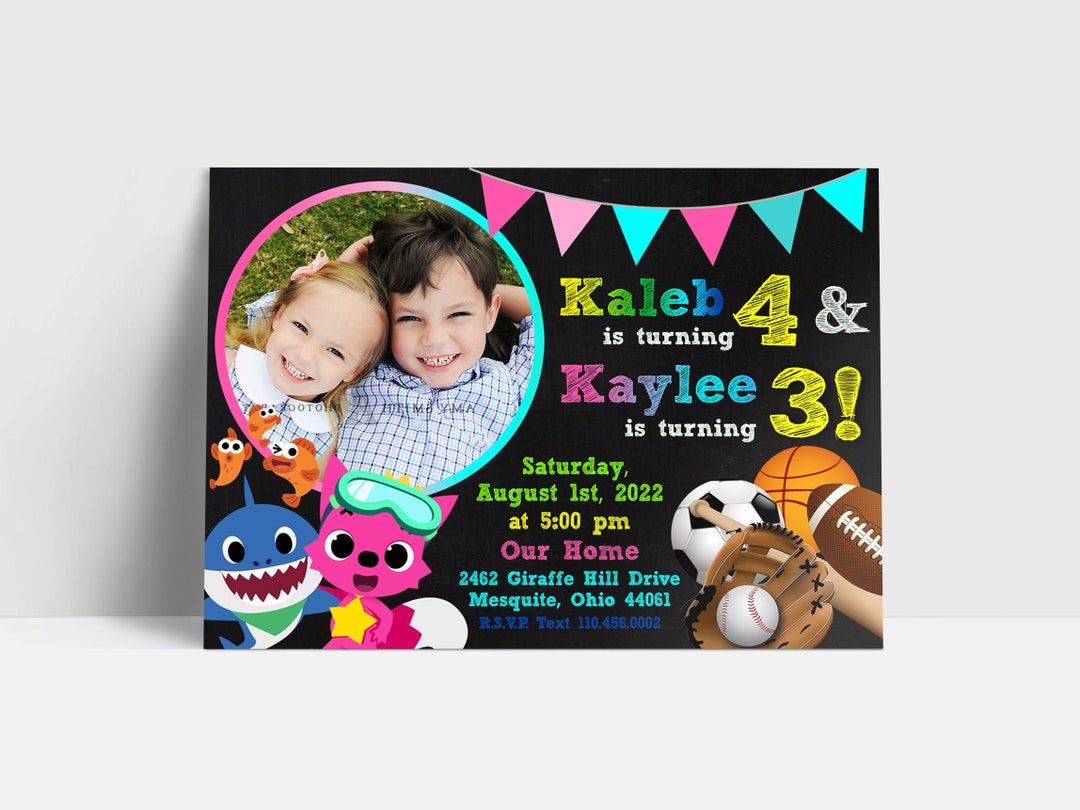 Invitación de cumpleaños de hermanos, invitación de cumpleaños doble ...