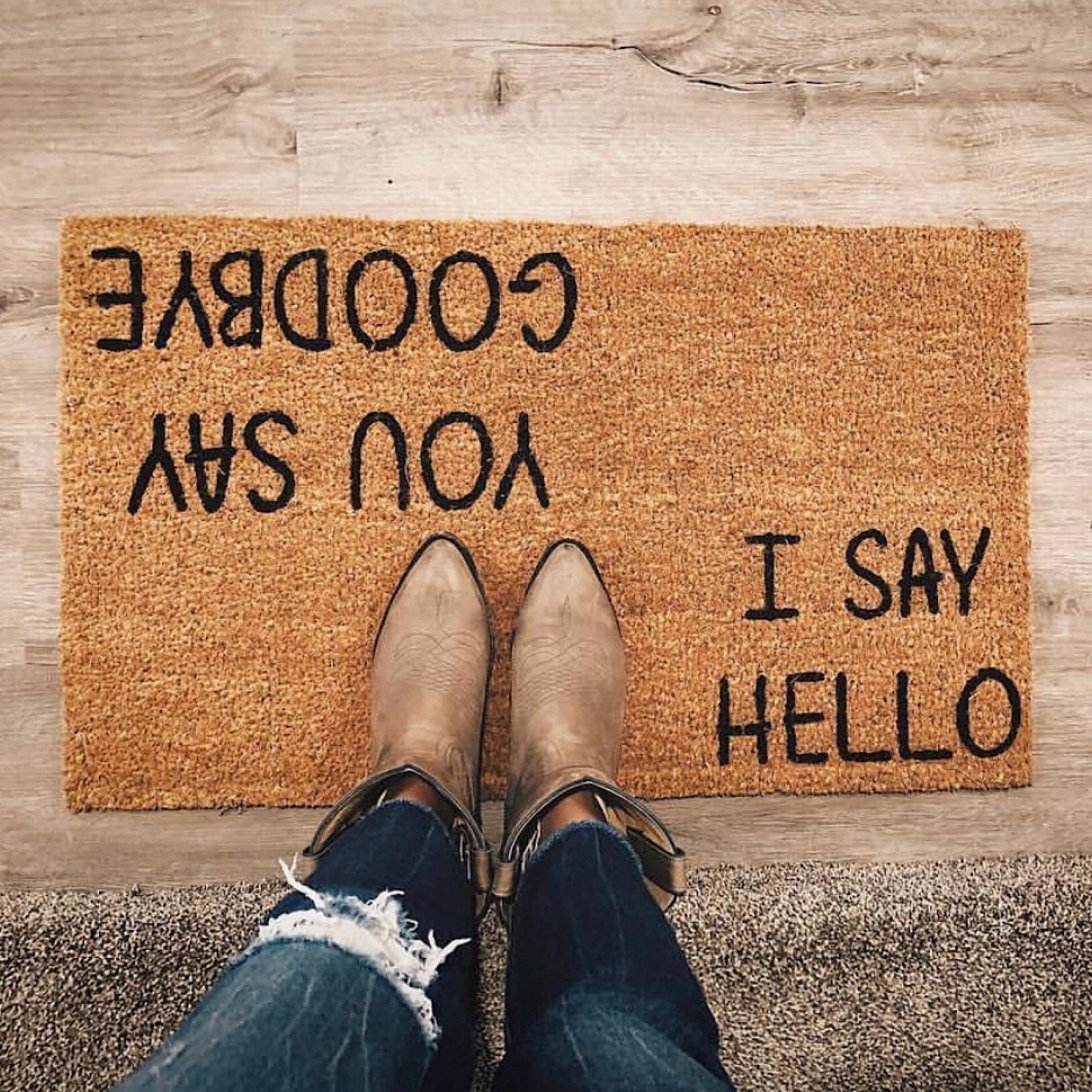 You Say Goodbye I Say Hello Doormat Beatles Custom Doormat | Etsy