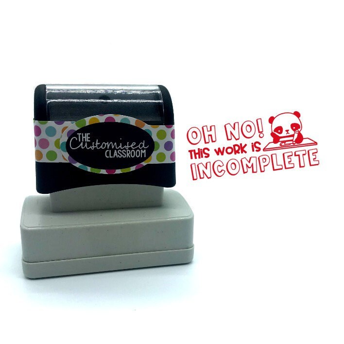Incomplete Work Stamp 25x50mm Refillable Pre-Inked Teacher | Etsy
