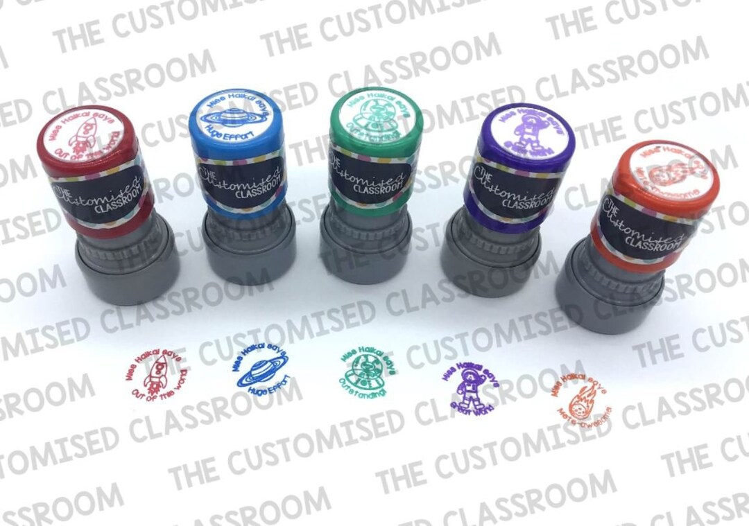 Personalised Teacher Stamp Space Stamps Set of 5 - Etsy