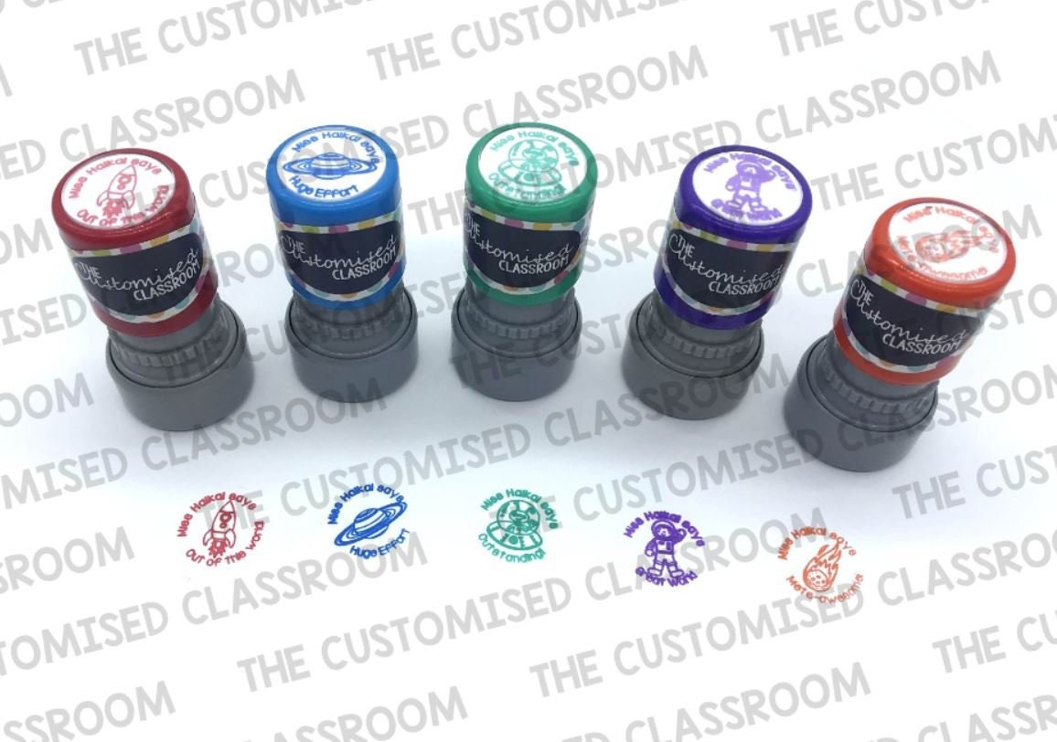 Personalised Teacher Stamp Space Stamps Set of 5 | Etsy