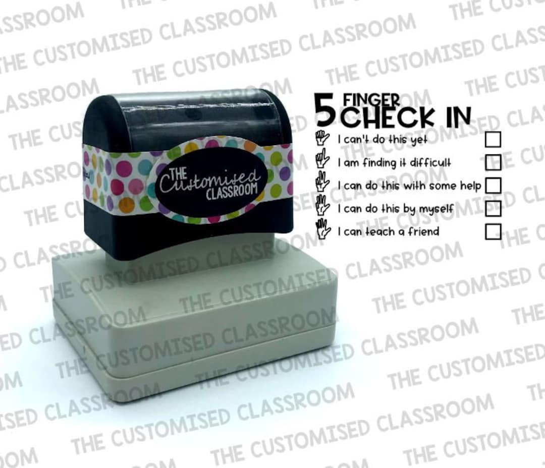 Teacher Stamp 5 Finger Check in Stamp 50x65mm - Etsy Australia