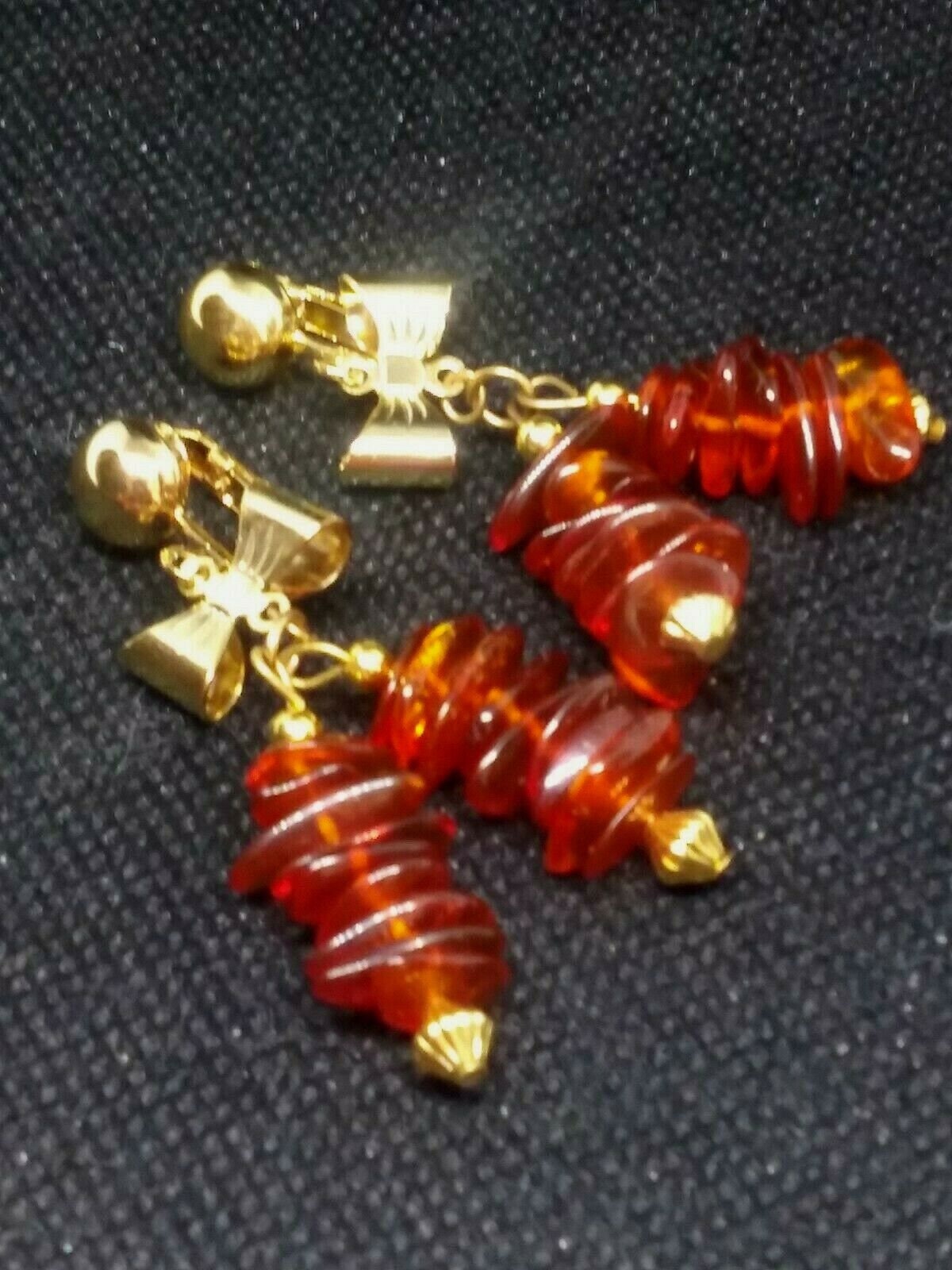 Vintage Amber Earrings Bows With Amber Dangle Drops Goldtone - Etsy.de