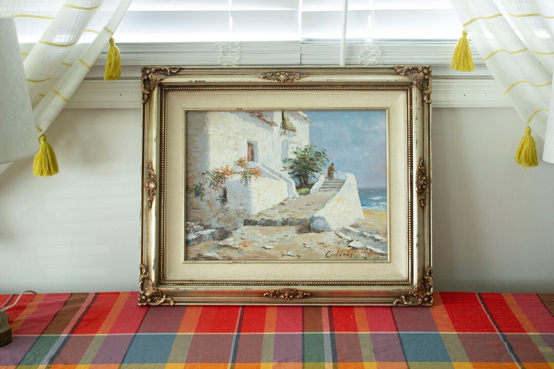Manuel Cuberos Seaside Home Oil Painting - Etsy