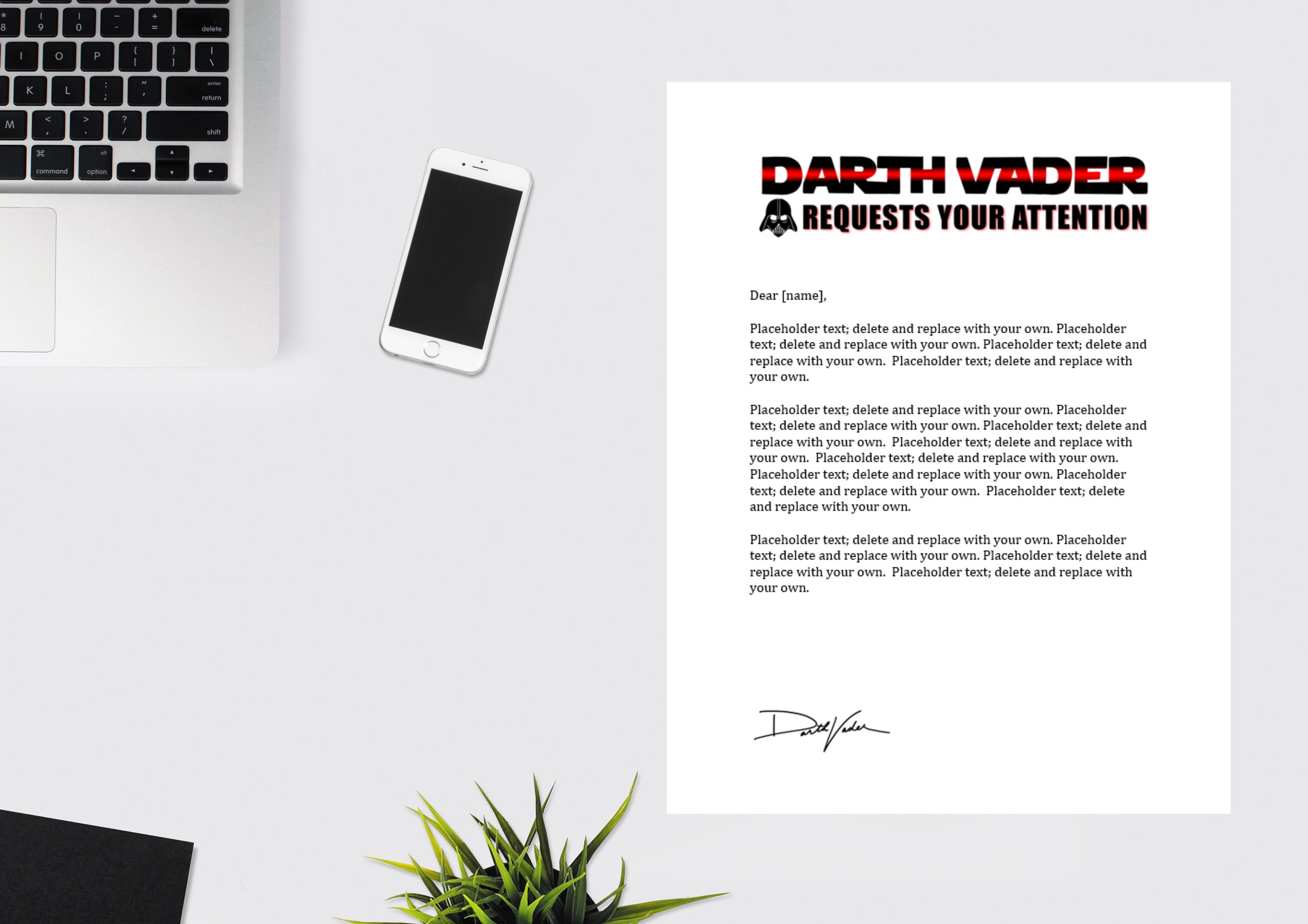 Darth Vader Letter Template - Etsy
