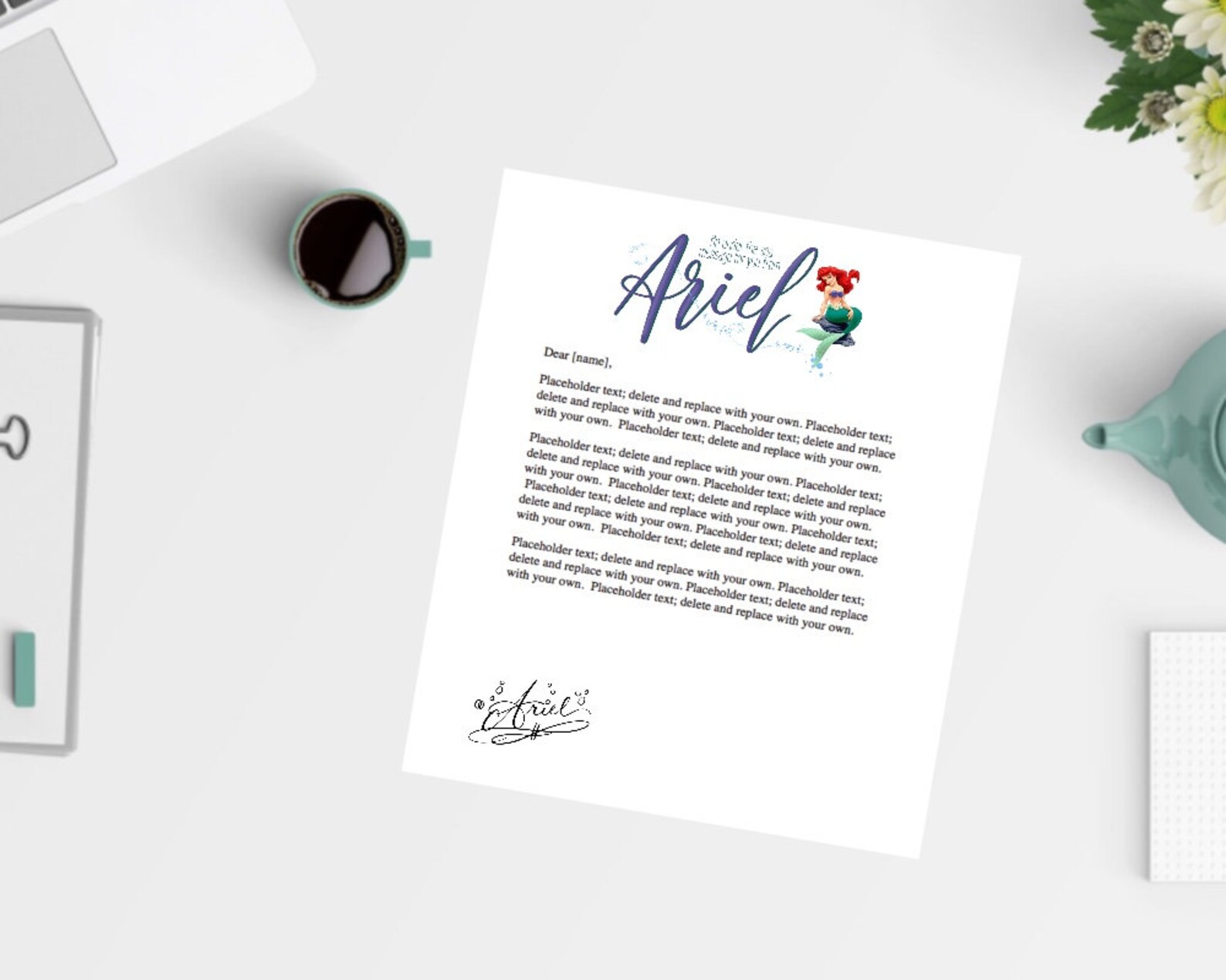 Ariel Letter Template - Etsy