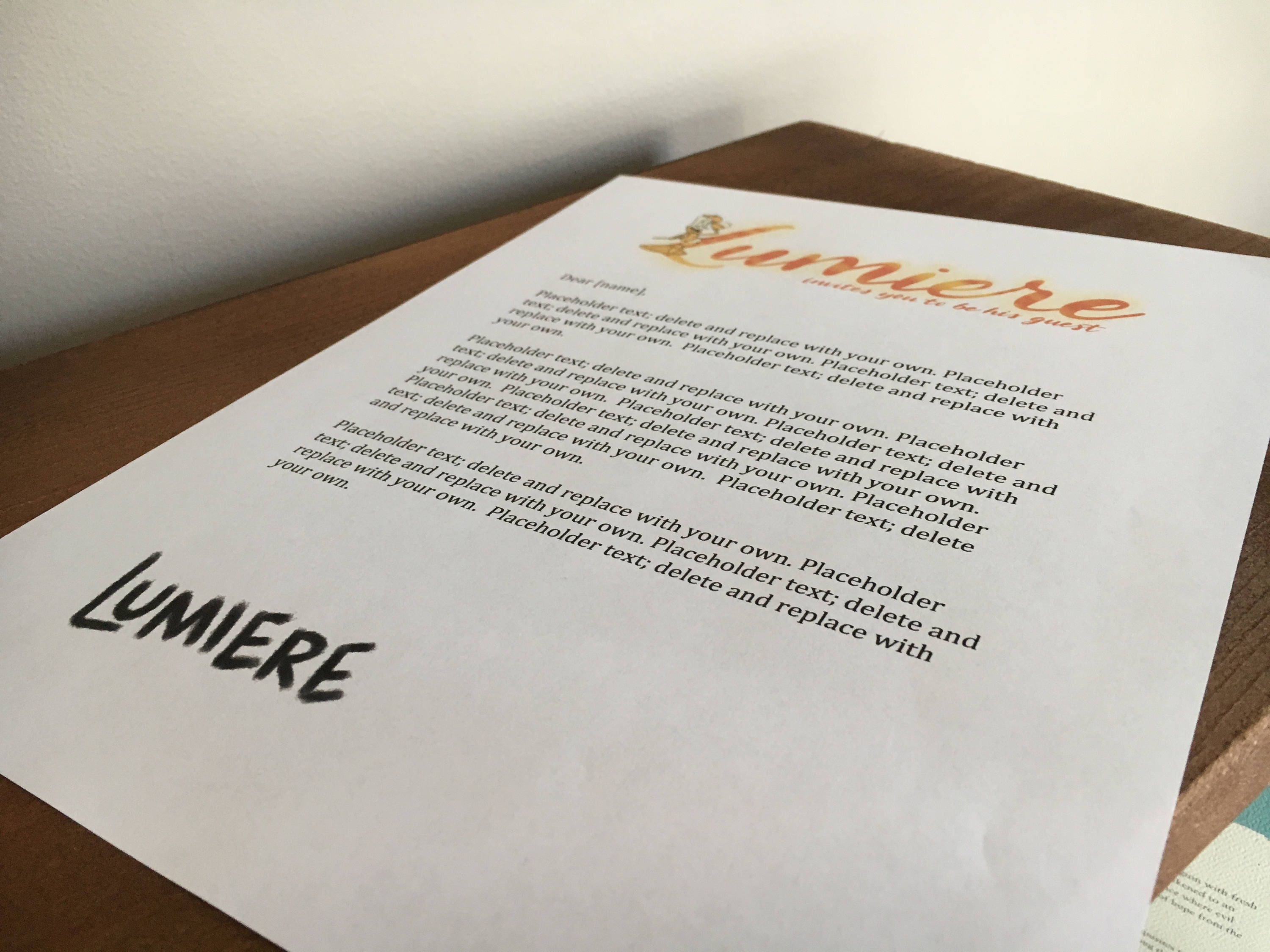 Lumiere Letter Template - Etsy