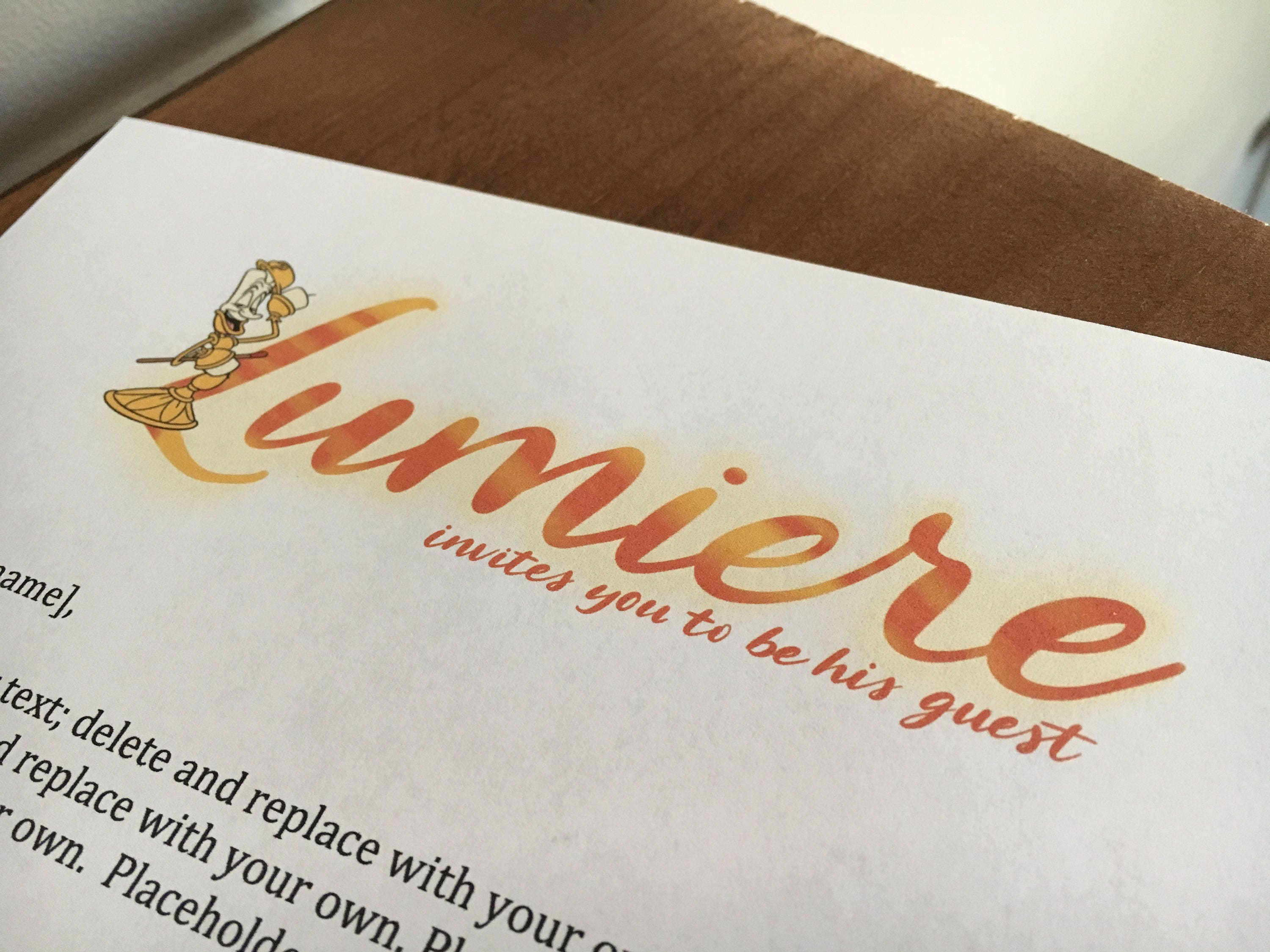 Lumiere Letter Template - Etsy