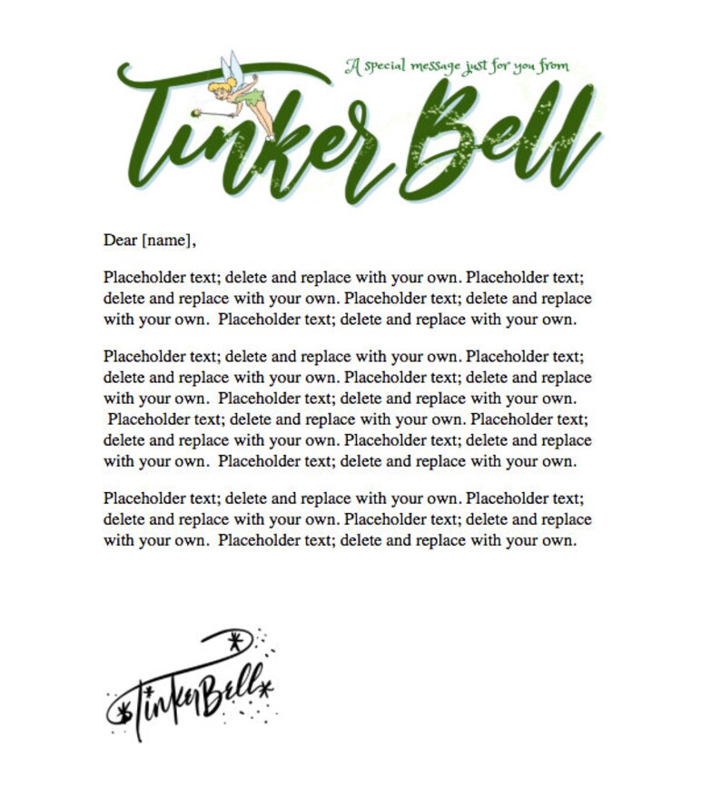 Tinker Bell Letter Template - Etsy