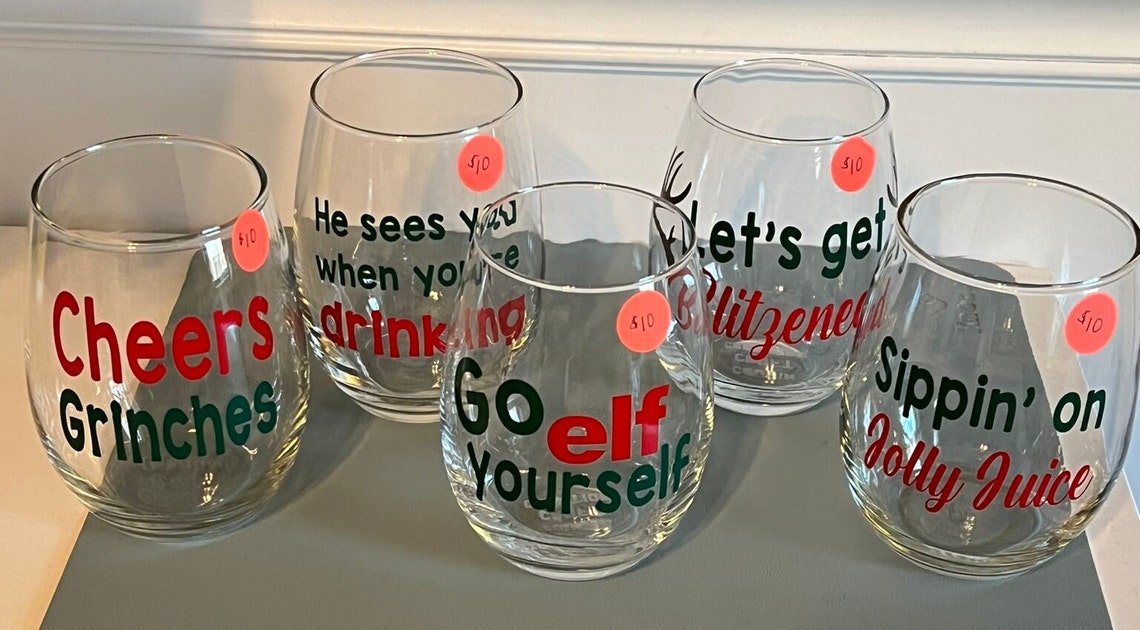 20oz Stemless Wine Glass - Christmas Themed - Etsy