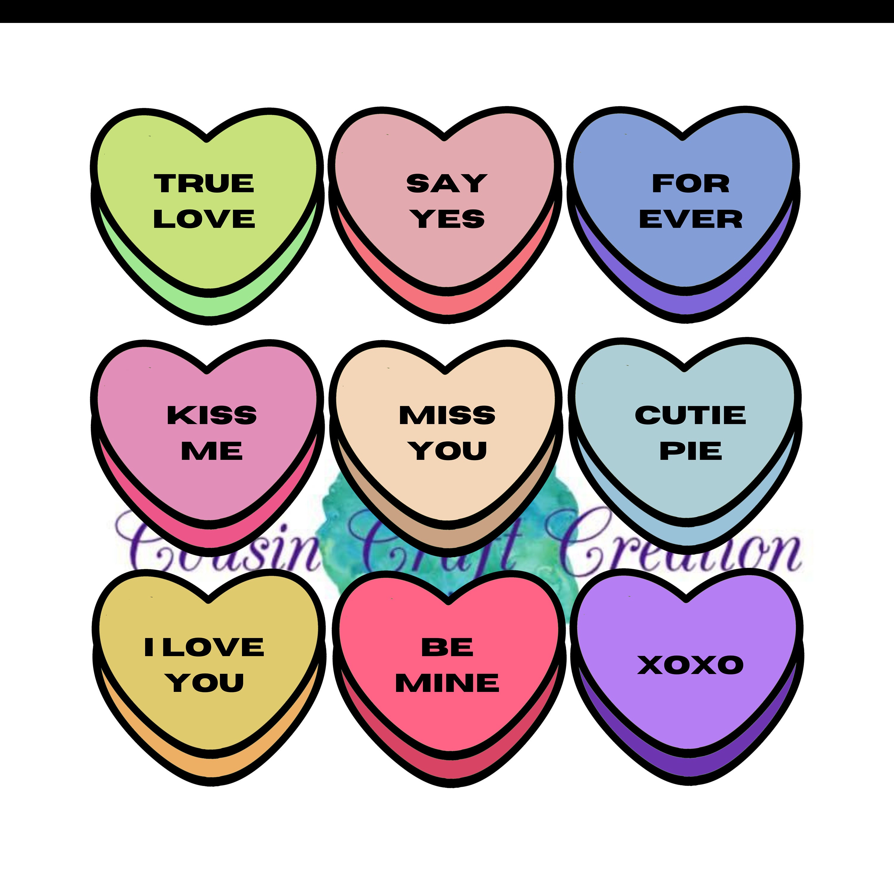 PNG File - Valentines Conversation Hearts - Etsy