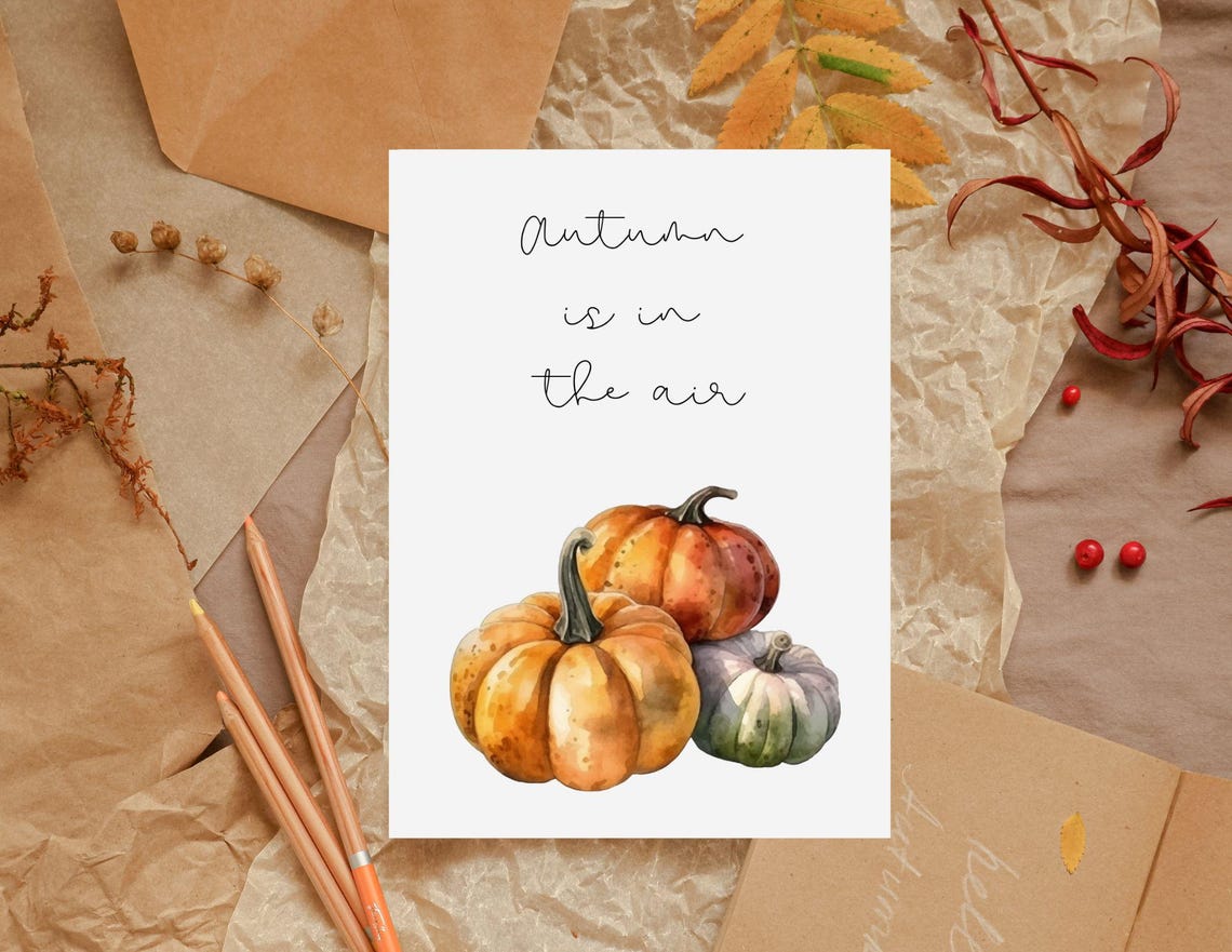 Printable Fall Greeting Card Printable Autumn Card for Seasonal ...