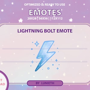 Blue Lightning Bolt Twitch Emote | Cute Twitch Emote Design | Twitch ...