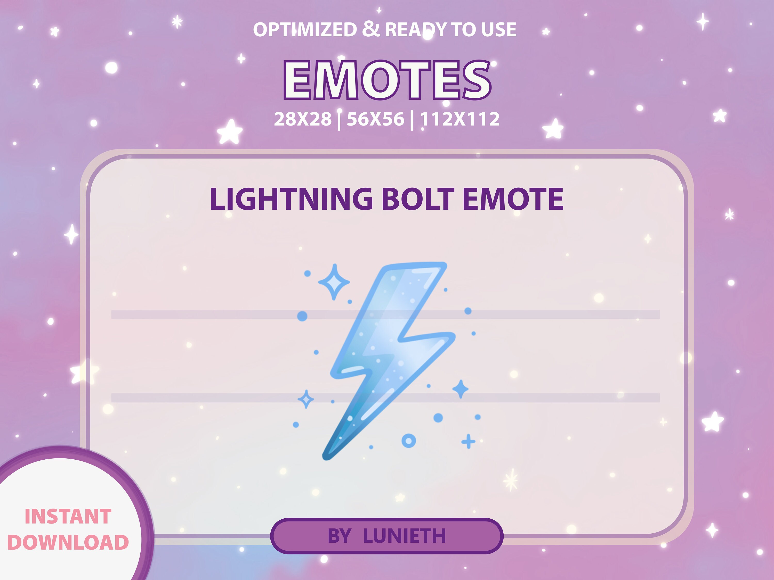Blue Lightning Bolt Twitch Emote | Cute Twitch Emote Design | Twitch ...
