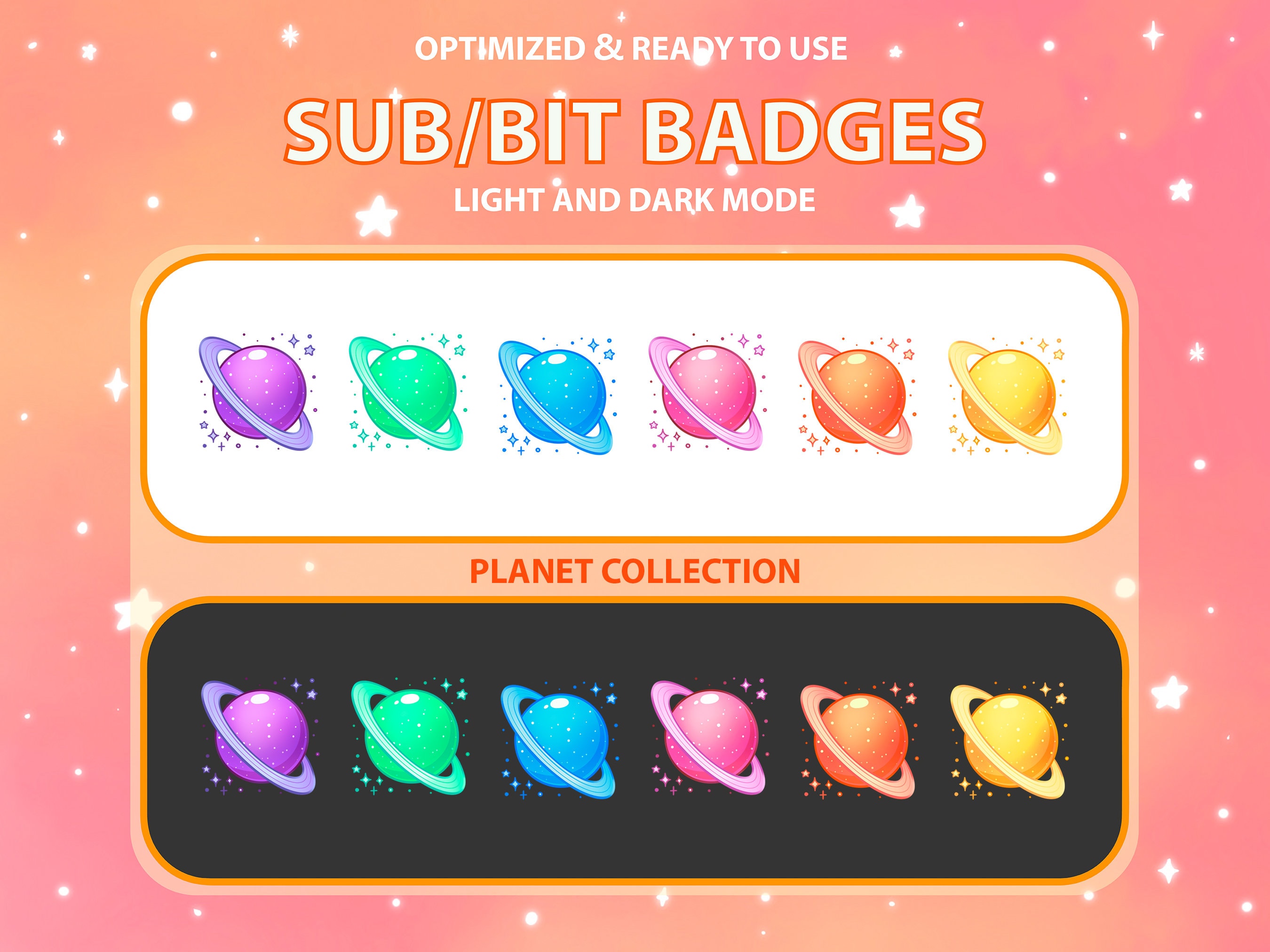 Rainbow Planet Sub Badges | Bit Badges | Twitch Badges | Cute Sub ...
