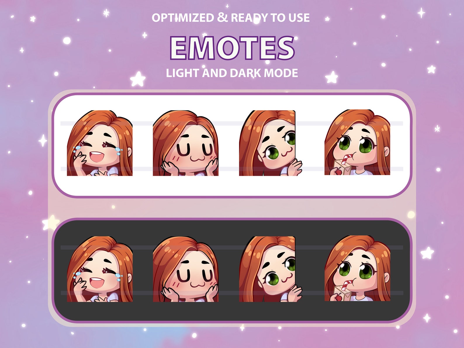 Ginger Hair Light Skin Girl Emote | Blue Green & Brown Eyes | Cute ...