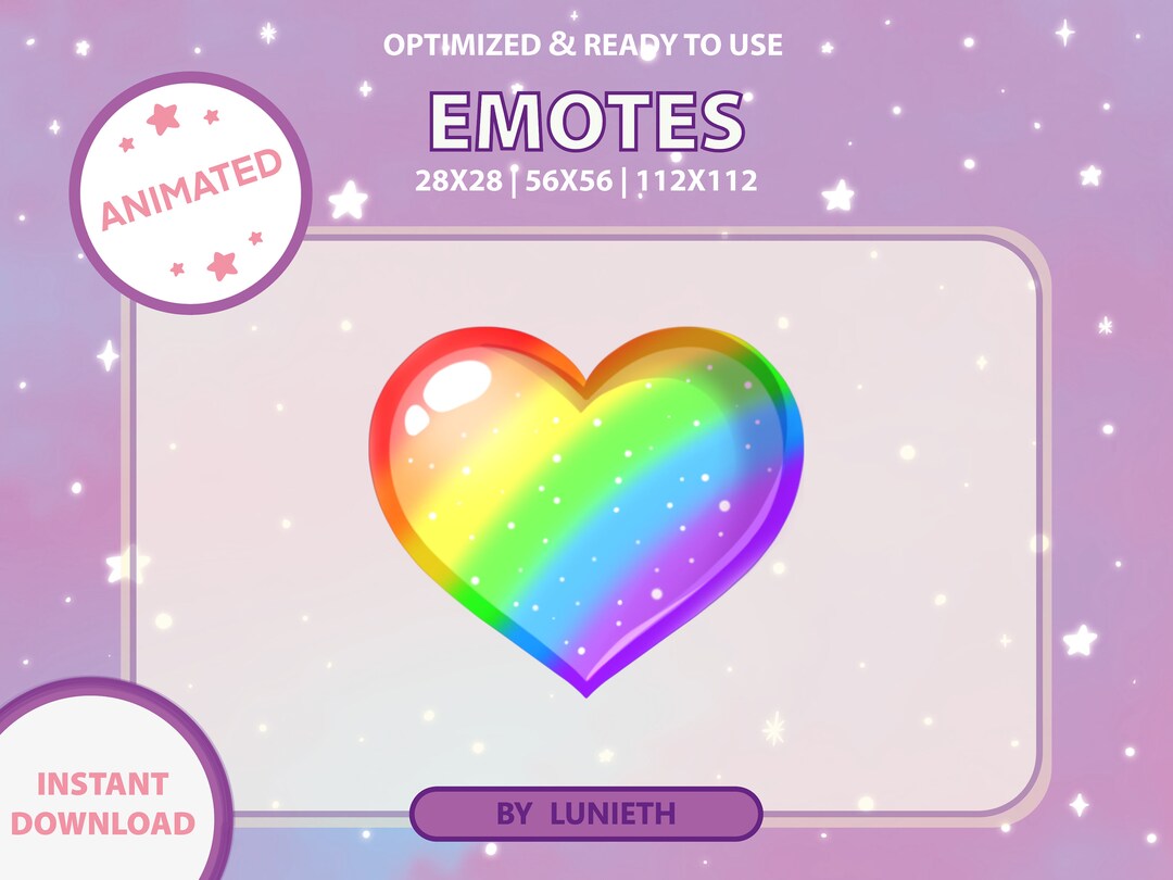 Pride Rainbow Heart Animated Emote | Cute Twitch Emote Design | Twitch ...