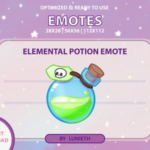 Magic Green Poison Potion Bottle Emote | Cute Twitch Emote Design ...