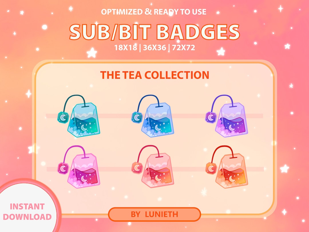 Tea Bag Badges | Bit Badges | Twitch Badges | Sub Badges - Etsy