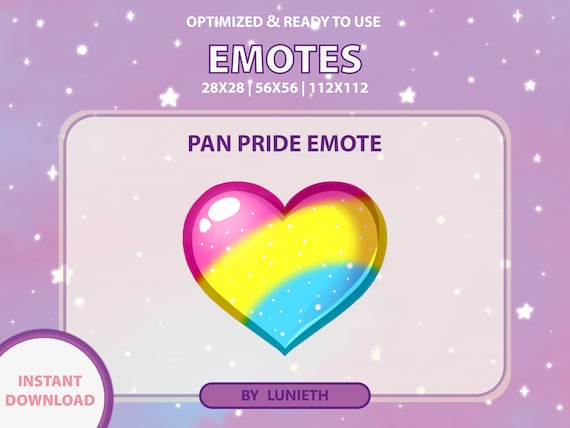 Pan Pride Flag Glossy Heart Love Emote Cute Twitch Emote - Etsy