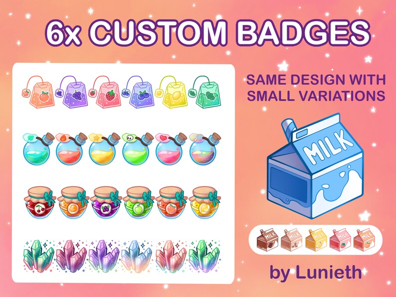 Custom Sub Badge Set Cute Bit Badges Twitch Emote Design - Etsy