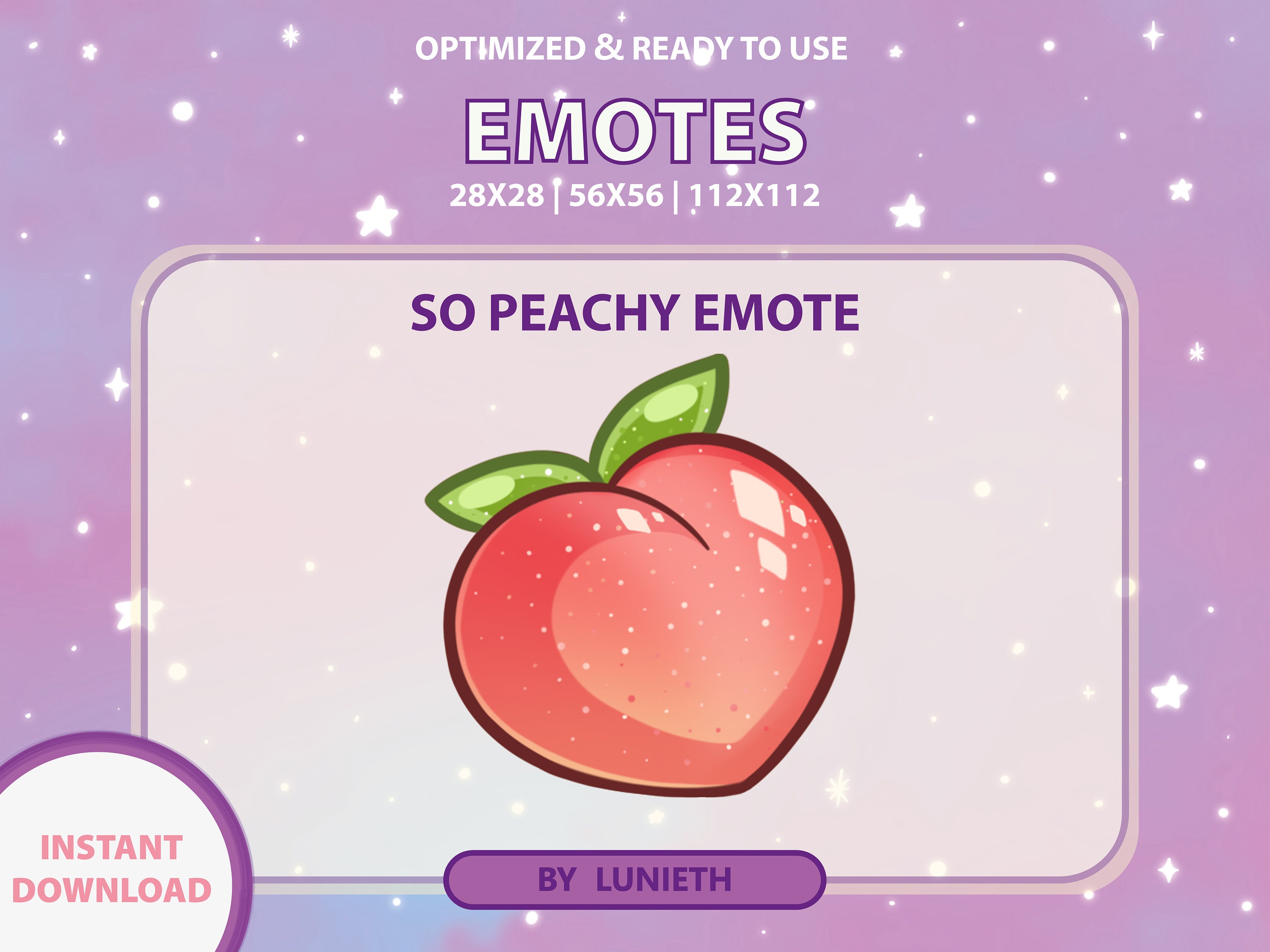Glossy Peach Fruit Emote | Cute Twitch Emote Design | Twitch Discord ...