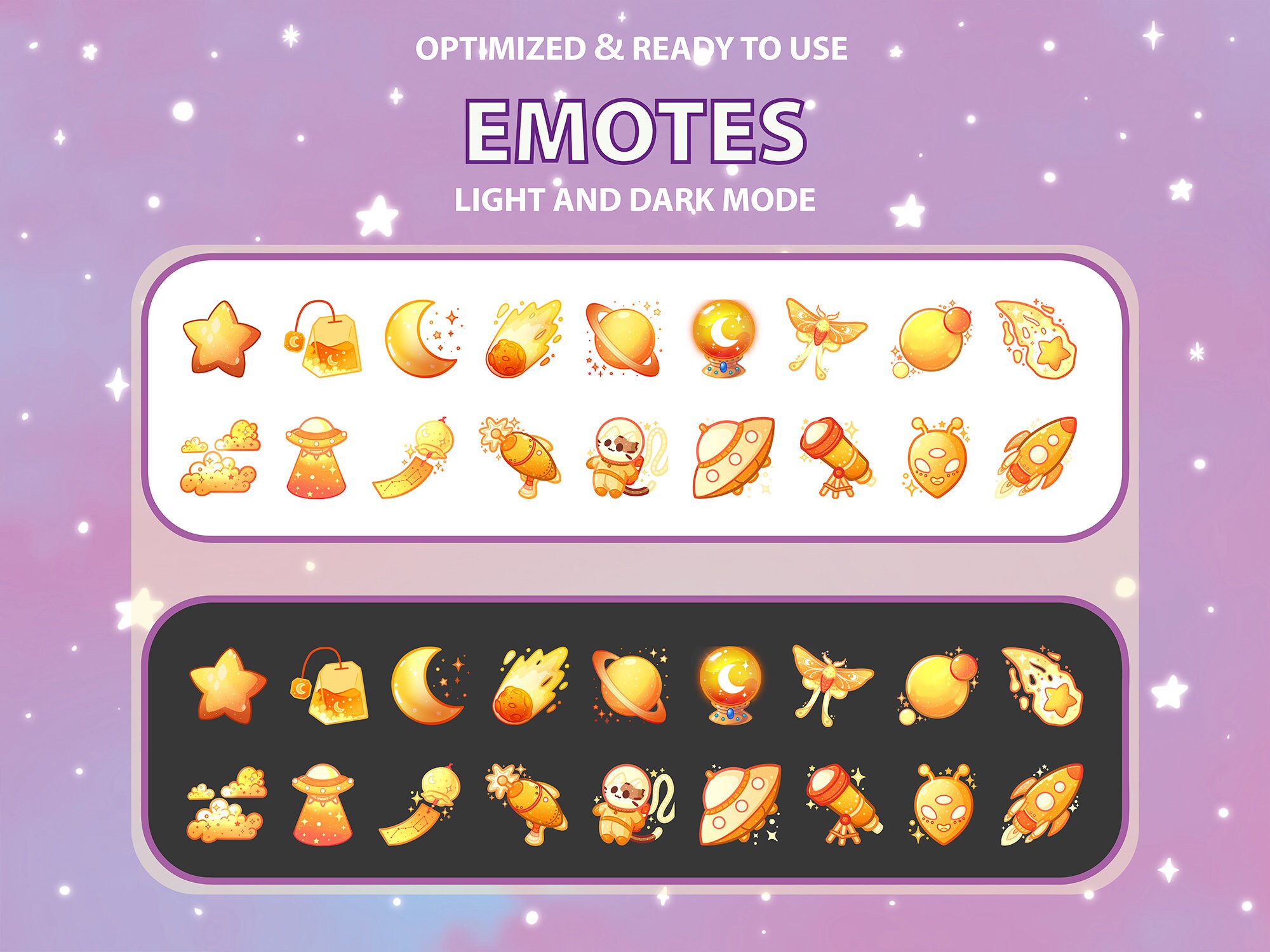 Gold Celestial Emote Mega Set Cute Twitch Emote Design - Etsy