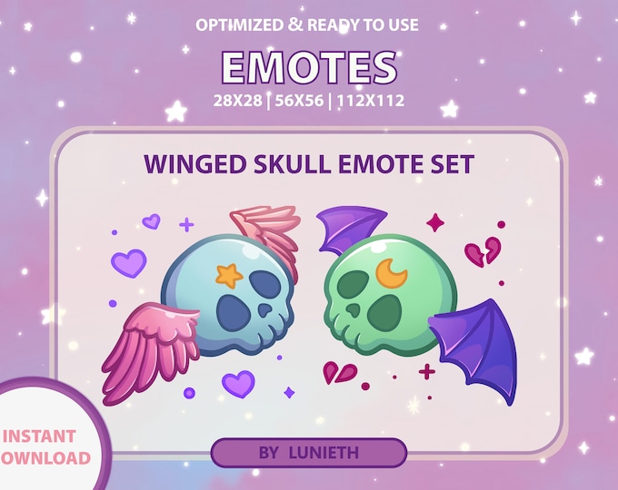 Skull Emote Set| Cute Twitch Emote Design | Twitch Discord Youtube ...
