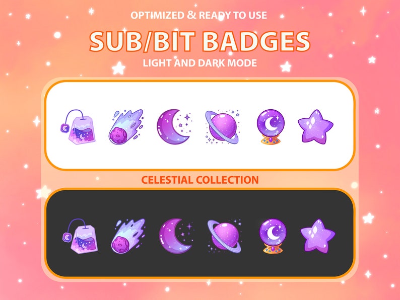 Purple Celestial Sub Badges Bit Badges Twitch Badges - Etsy
