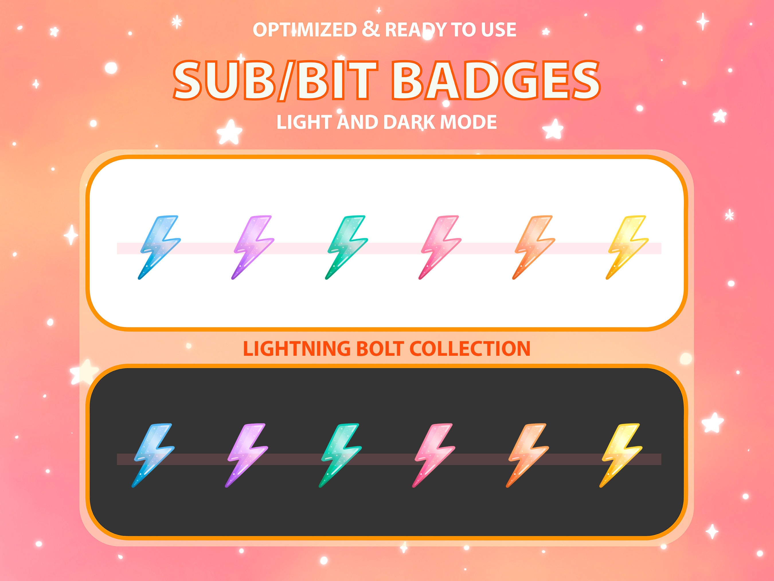 Lightning Bolt Sub Badges Bit Badges Twitch Badges Cute - Etsy