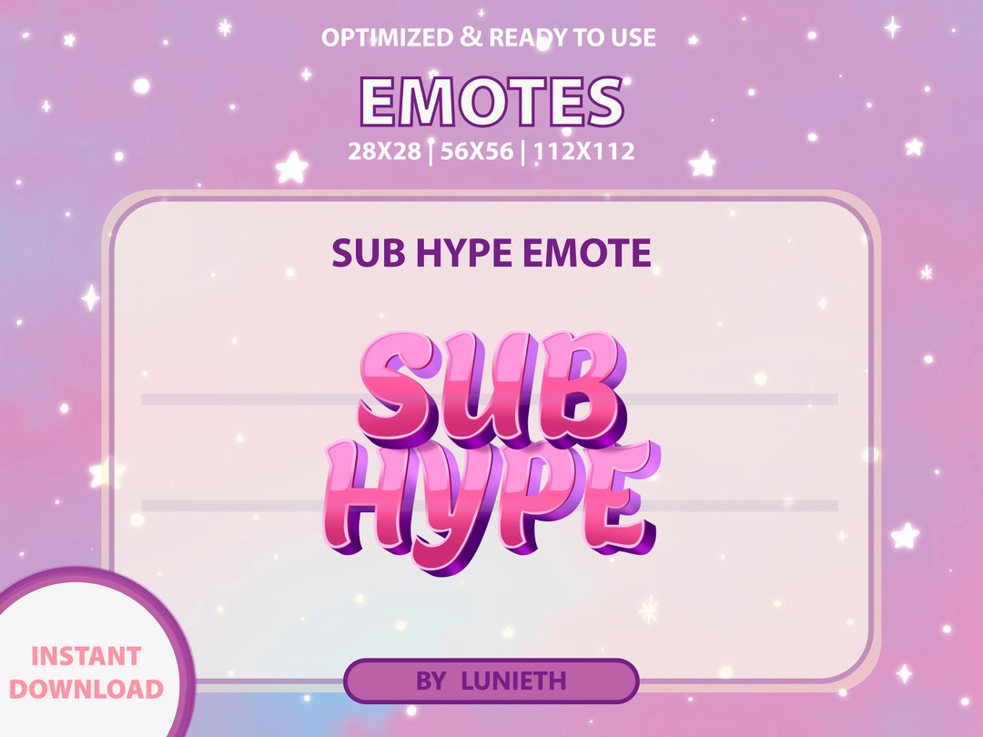 Sub Hype Text Emote | Cute Twitch Emote Design | Twitch Discord Youtube ...