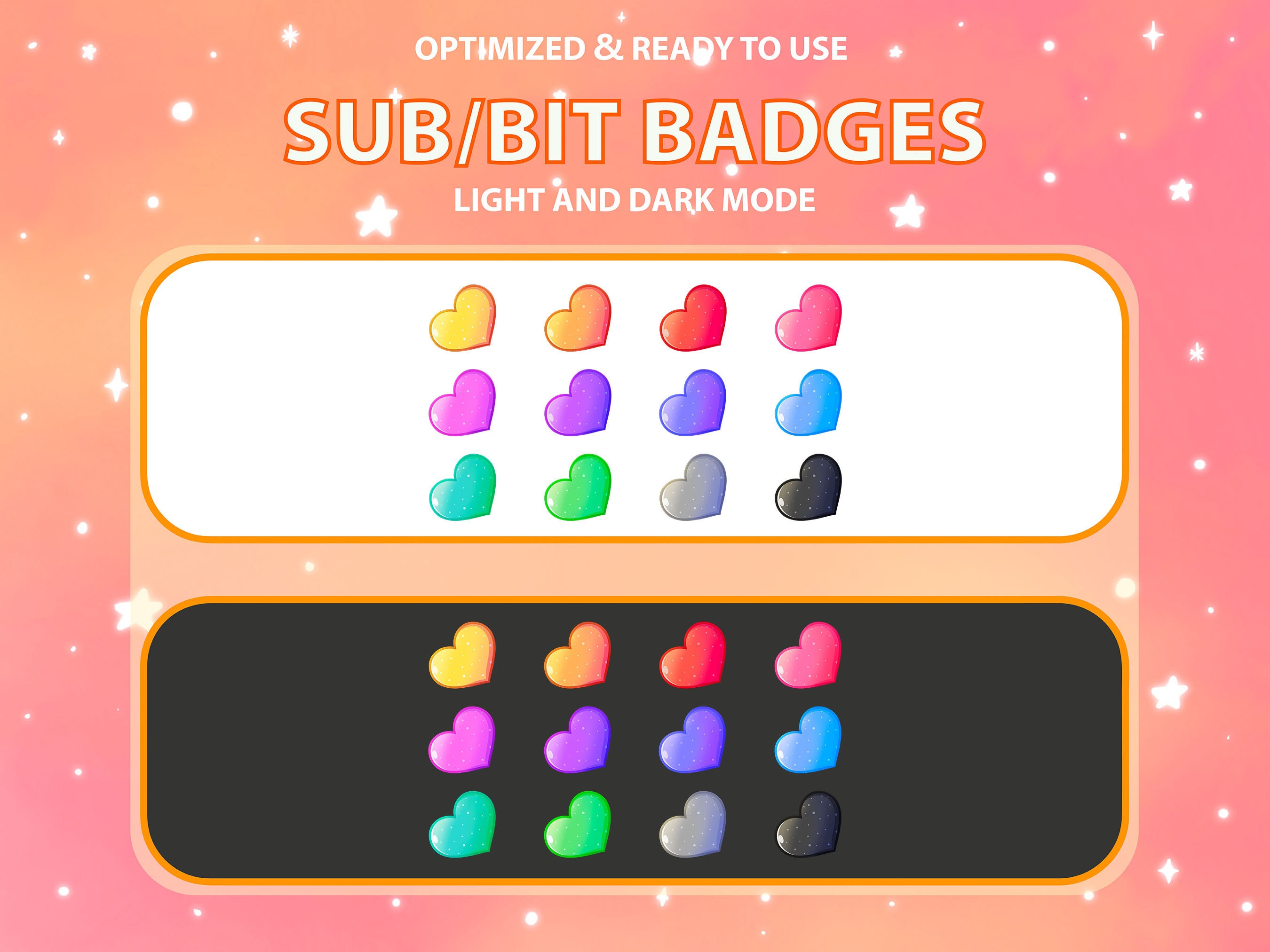 Heart Sub Badges Bit Badges Twitch Badges Crystal Gem - Etsy