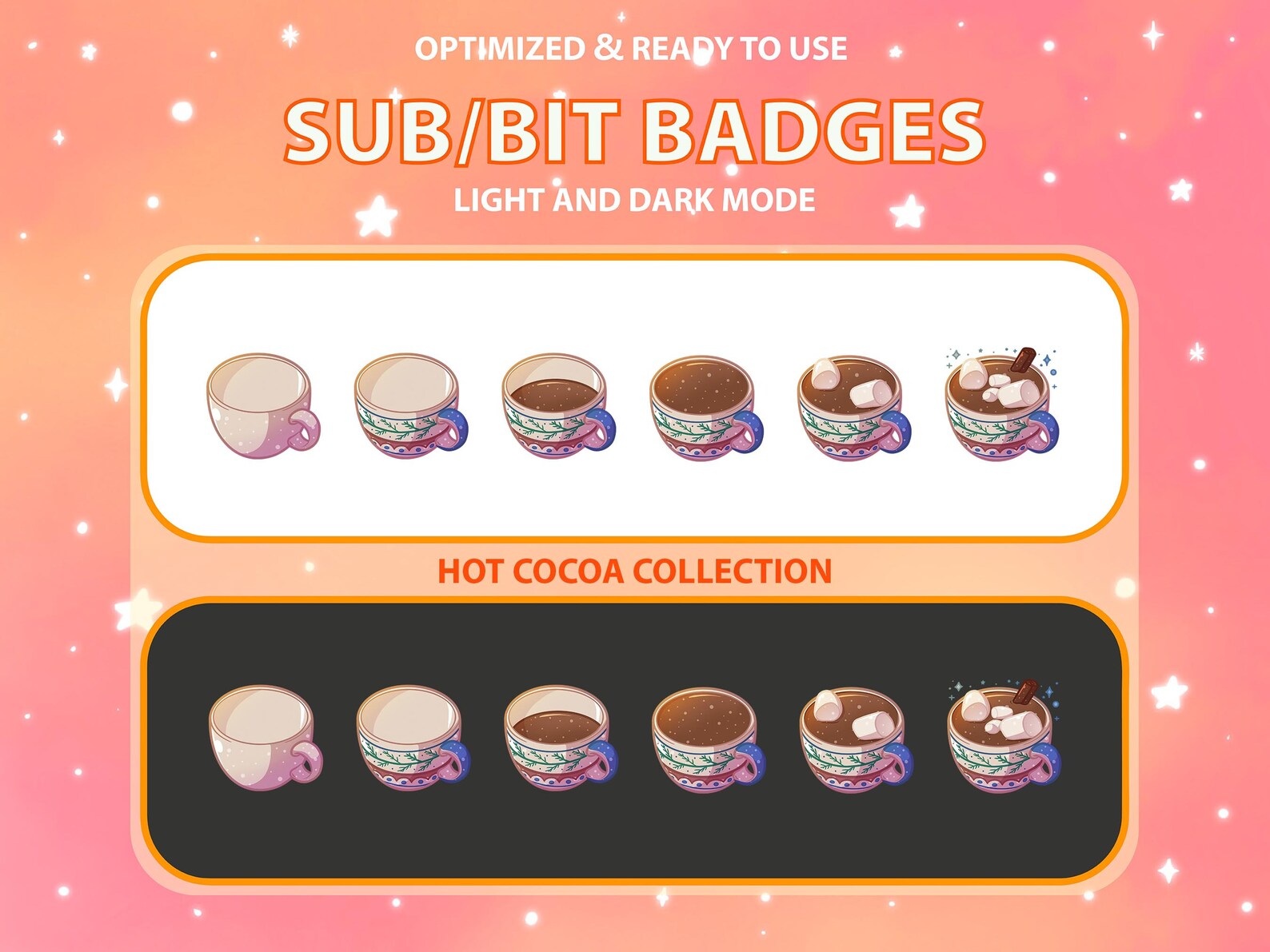 Hot Cocoa Badges | Sub Badges | Bit Badges | Twitch Badges | - Etsy