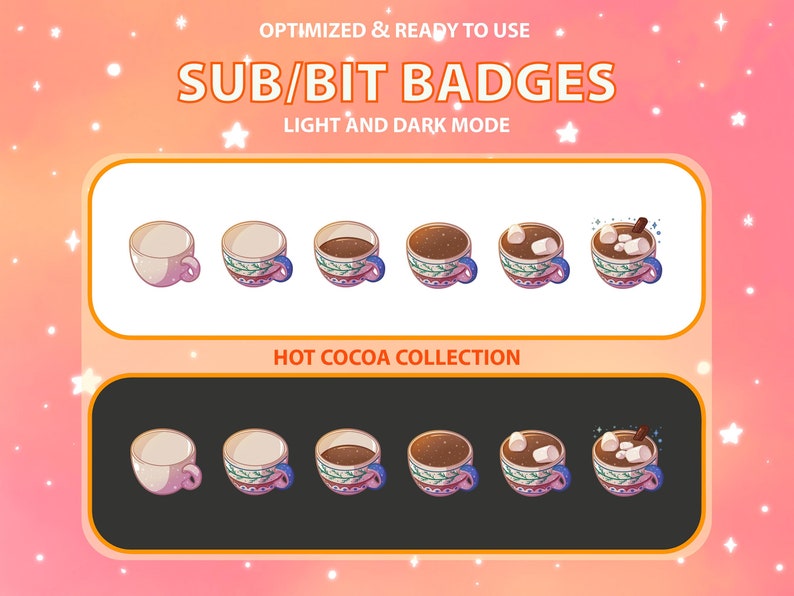 Hot Cocoa Badges | Sub Badges | Bit Badges | Twitch Badges | - Etsy