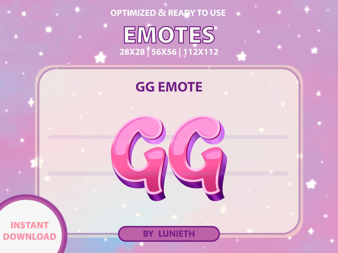 GG Good Game Text Emote | Cute Twitch Emote Design | Twitch Discord ...