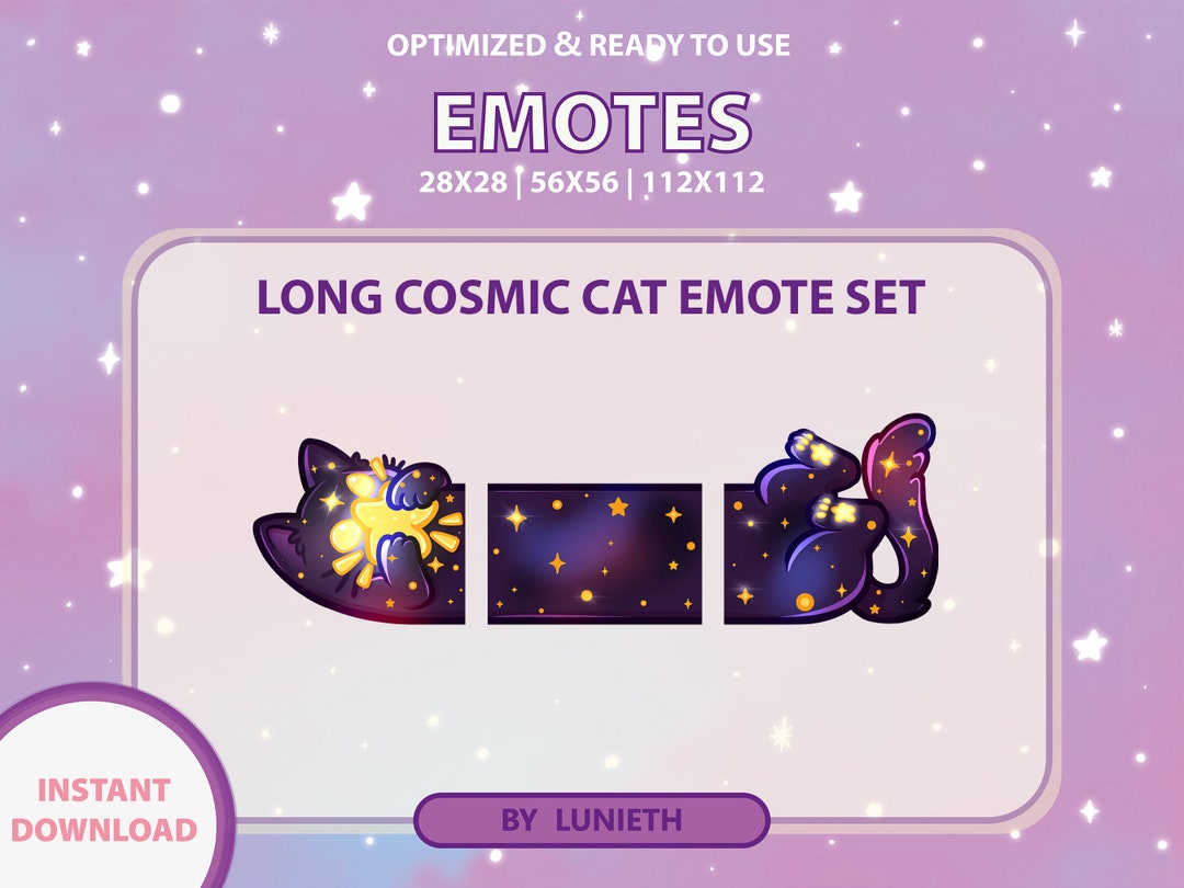 Long Cat Emote Set | Cute Twitch Emote Design | Twitch Discord Youtube ...