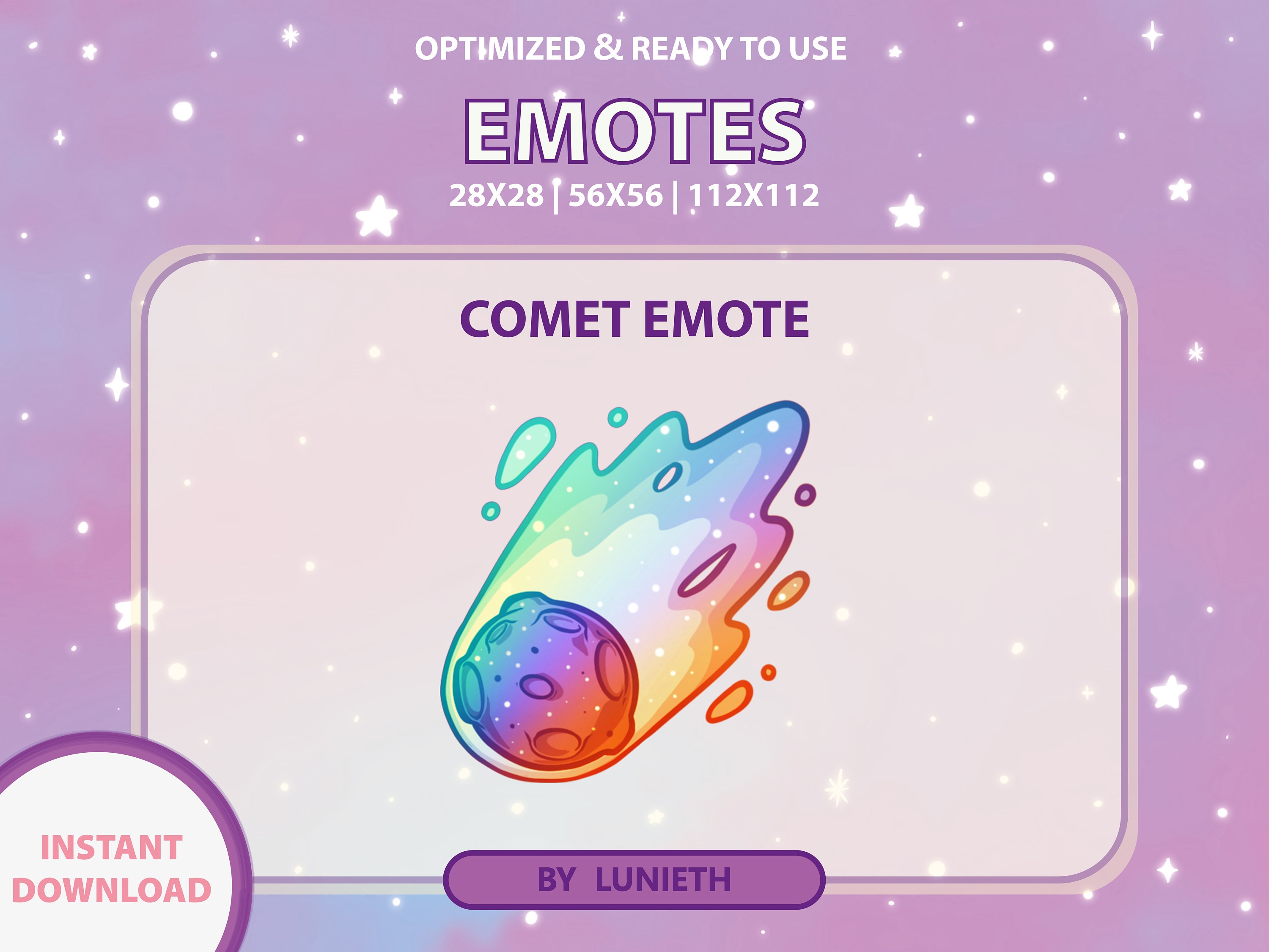 Rainbow Comet Emote Cute Twitch Emote Design Twitch Discord Youtube ...