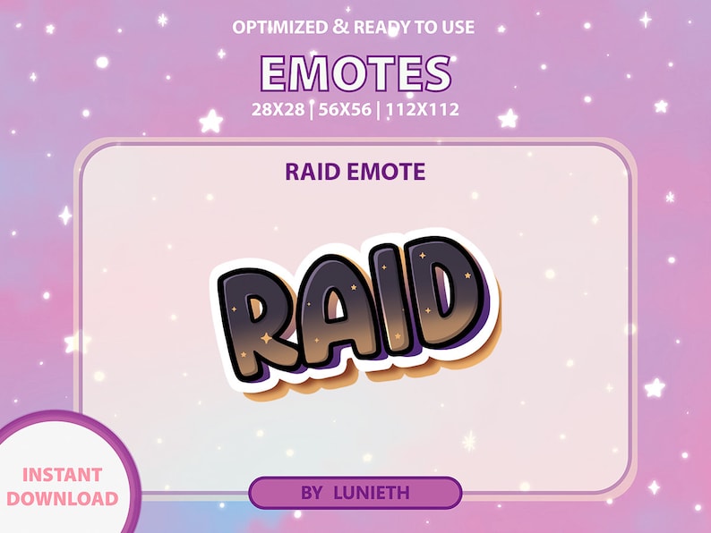 RAID Text Emote | Cute Twitch Emote Design | Twitch Discord Youtube ...