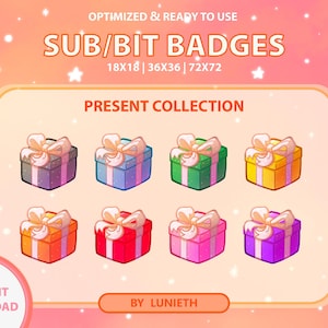 Present Badges | Sub Badges | Bit Badges | Twitch Badges | - Etsy