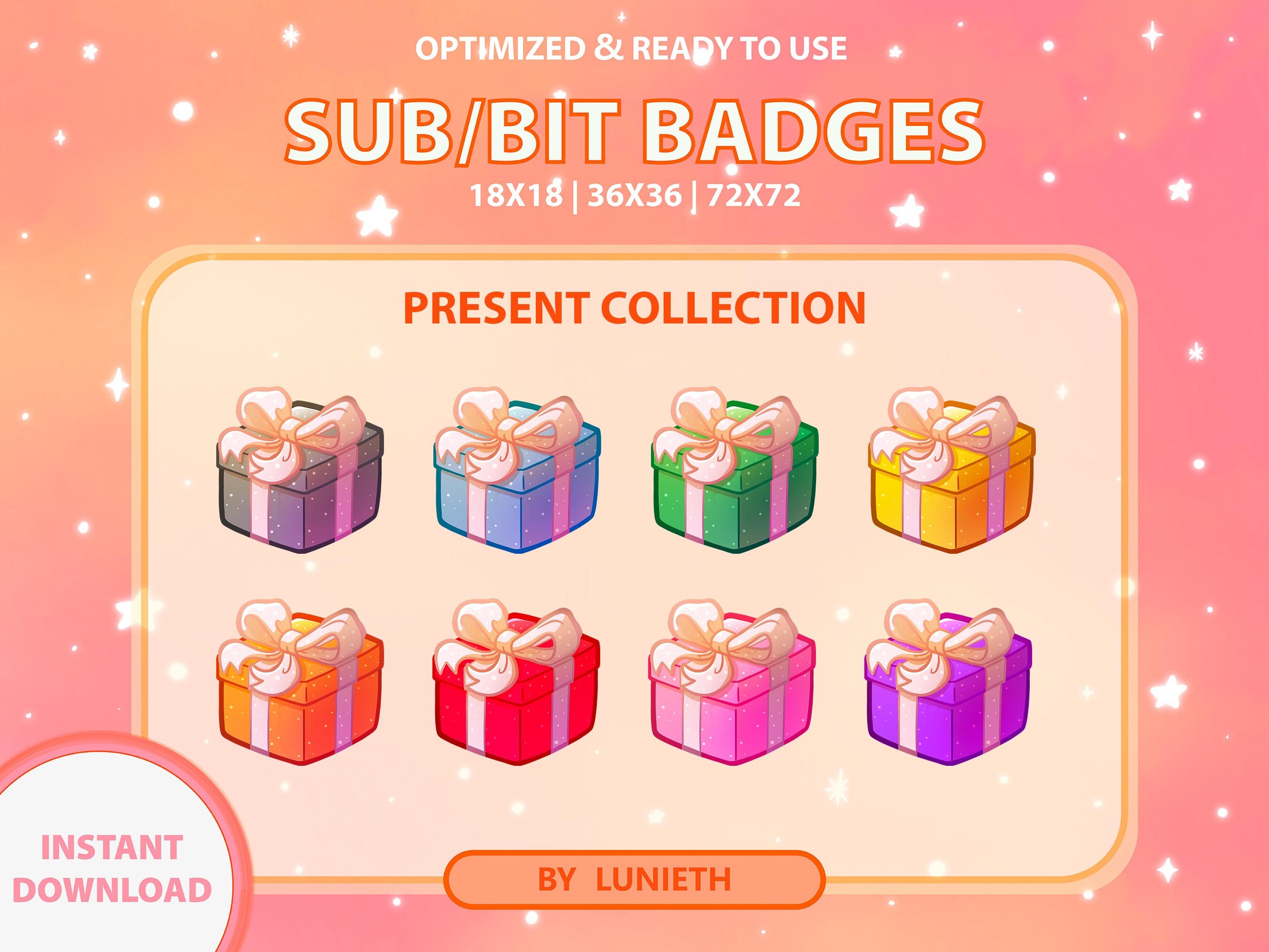 Present Badges Sub Badges Bit Badges Twitch Badges - Etsy